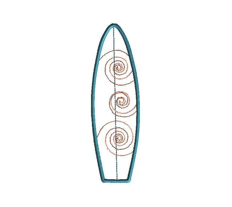 Surfboard Applique Machine Embroidery Design
