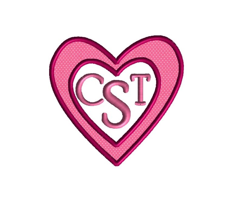 Chunky Heart Frame Applique Machine Embroidery Design