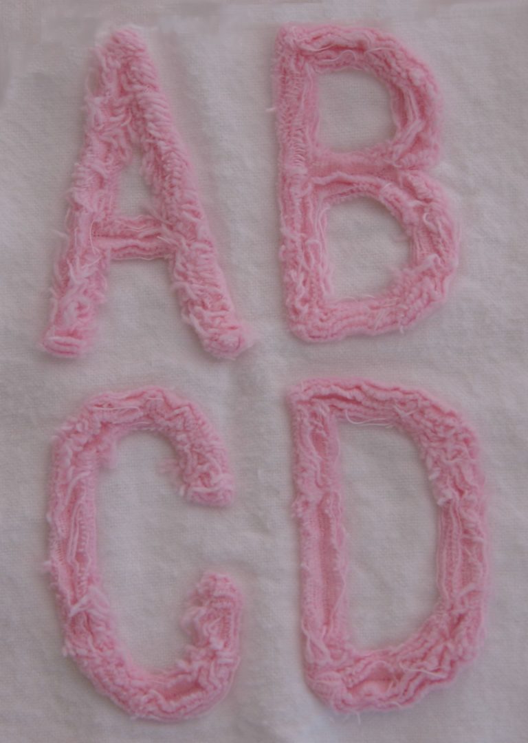 Chenille Machine Embroidery Font - raggy letters