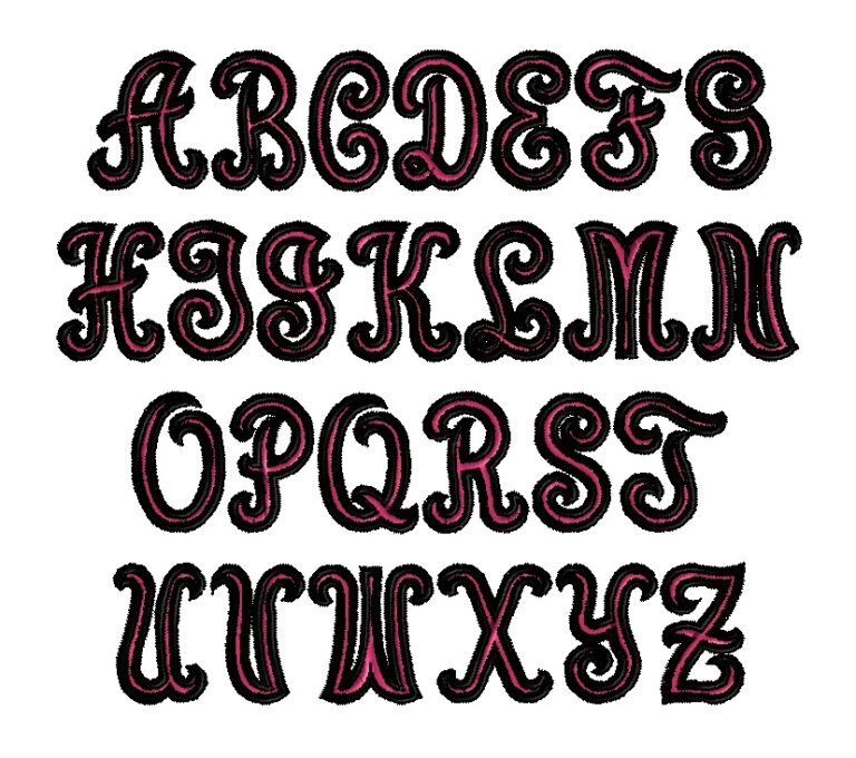 Capital Script 2 Color Font Machine Embroidery Designs