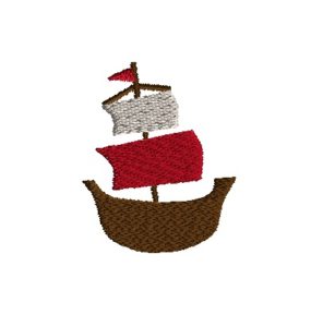 Mini Pirate Ship Machine Embroidery Design - 3 sizes