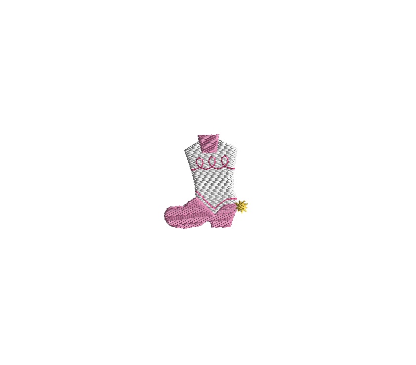 Mini Cowgirl Boot Machine Embroidery Design - cowboy