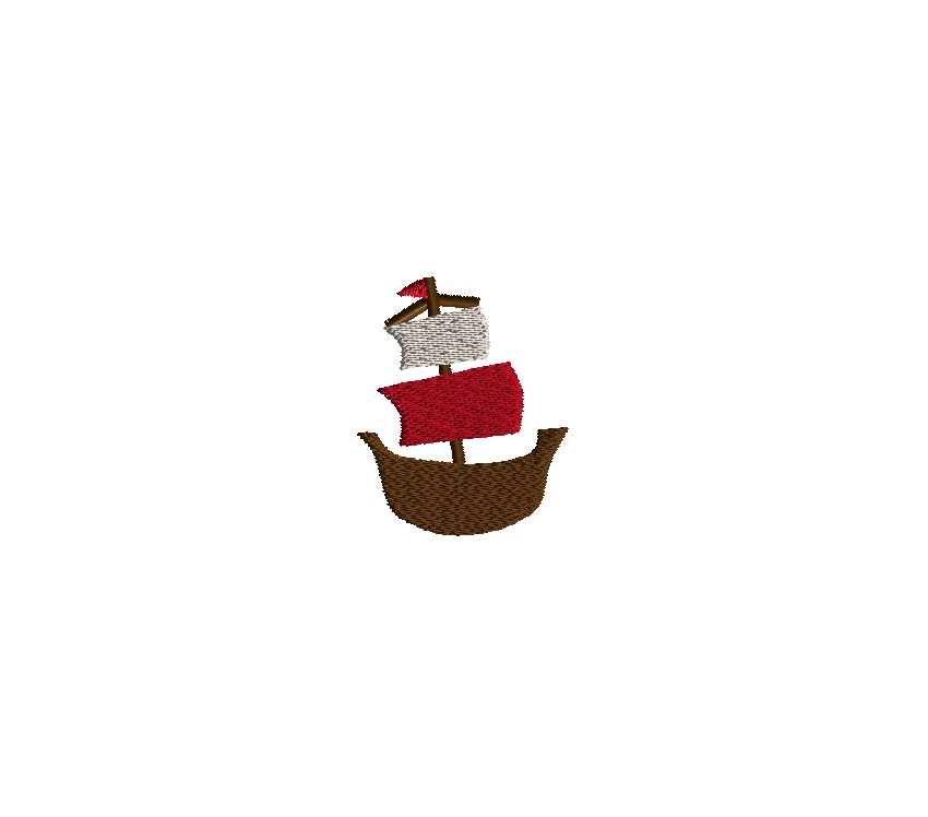 Mini Pirate Ship Machine Embroidery Design - 3 sizes