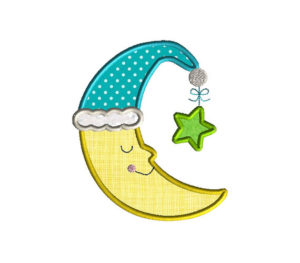 Sleepy Moon Applique Machine Embroidery Design