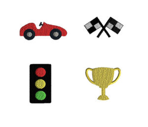 Mini Race Car Machine Embroidery Design Set