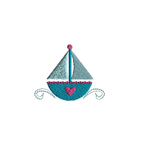 Mini Heart Sailboat Machine Embroidery Design