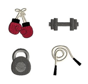 Mini Gym Equipment Machine Embroidery Design Set