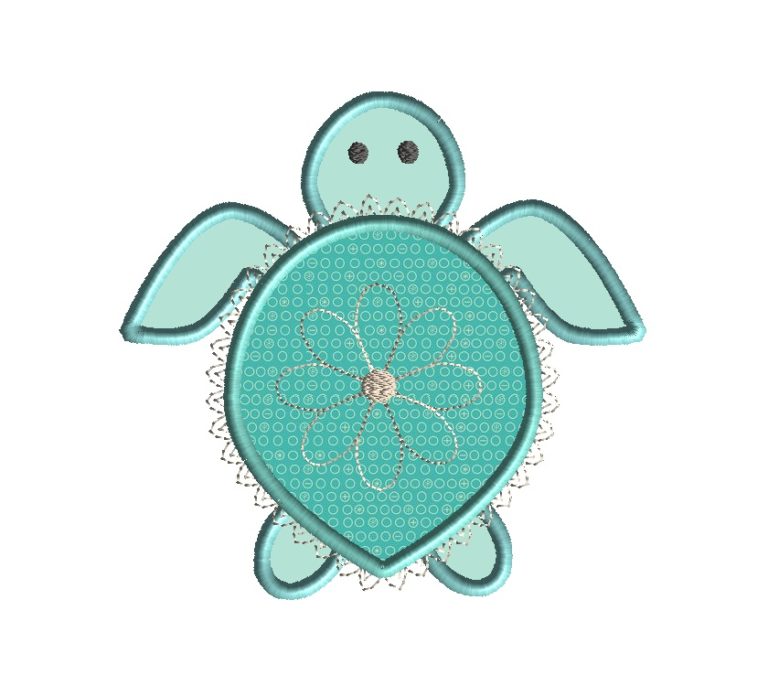 Sea Turtle Applique Machine Embroidery Design - 3 sizes
