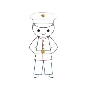 Stick Figure Marine Machine Embroidery Design