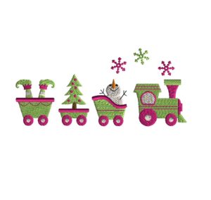 Mini Christmas Train Machine Embroidery Design Set