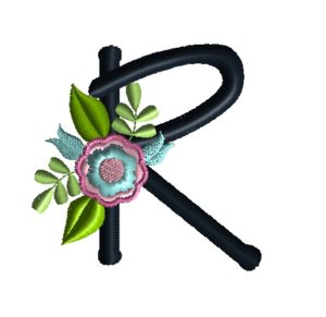 Letter R Floral Alphabet Font Machine Embroidery Design