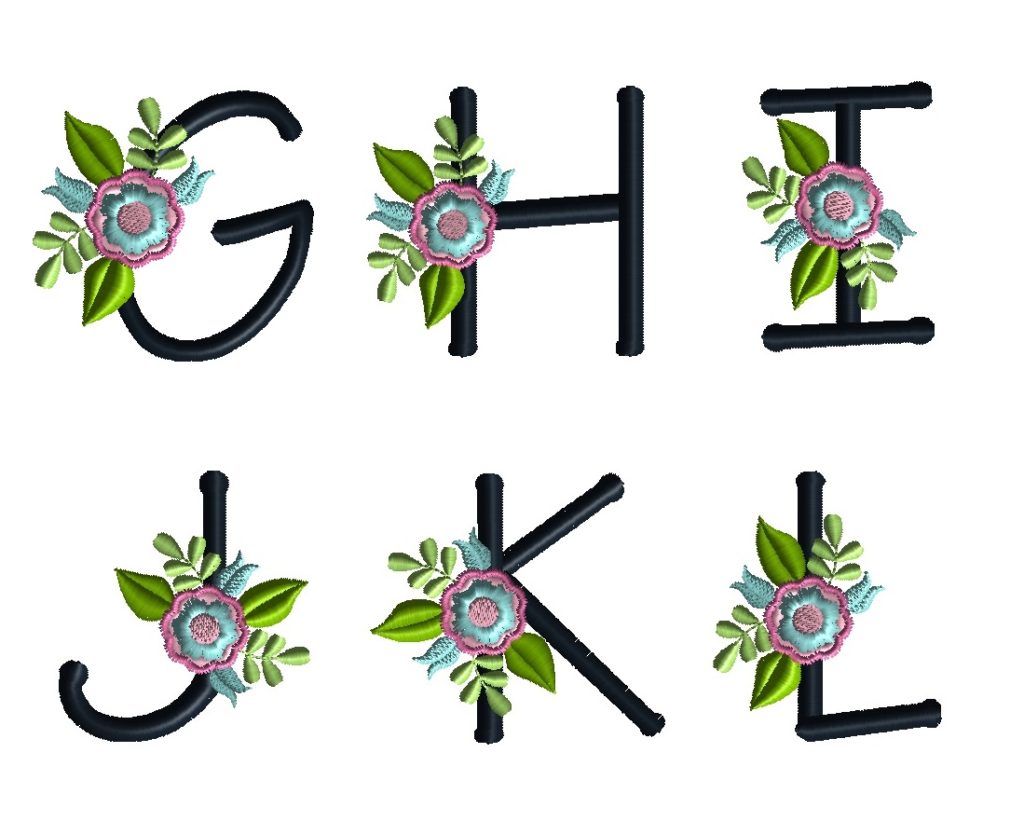 Floral Alphabet Font Machine Embroidery Designs - 2 sizes