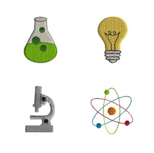 Mini Science Machine Embroidery Design Set - 3 sizes each