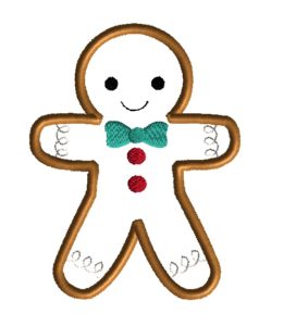 Gingerbread Boy 2 Applique Machine Embroidery Design