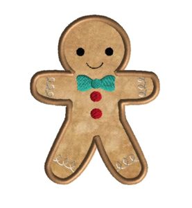 Gingerbread Boy 2 Applique Machine Embroidery Design