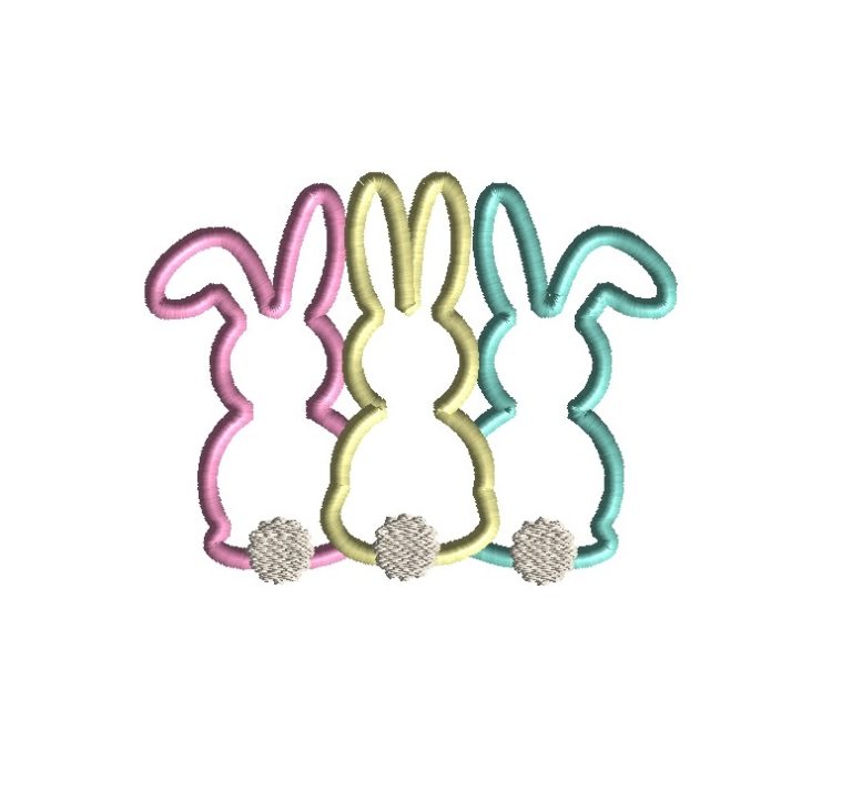 Bunny Trio Applique Machine Embroidery Design