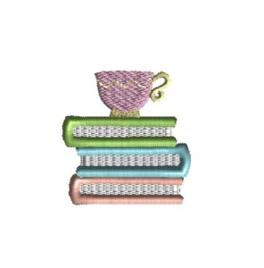 Mini Books and Coffee Machine Embroidery Design