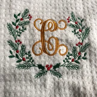 Christmas Monogram Wreath Machine Embroidery Design