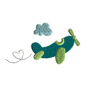 Mini Airplane with Heart Trail Machine Embroidery Design