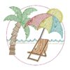 Beach Scene Quick Stitch Machine Embroidery Design