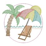 Beach Scene Quick Stitch Machine Embroidery Design