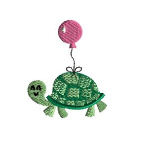 Mini Turtle with Balloon Machine Embroidery Design
