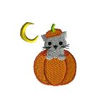 Mini Cat in Pumpkin Machine Embroidery Design