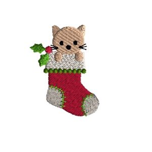 Mini Cat in Stocking Machine Embroidery Design