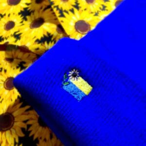 Mini Ukraine Flag with Sunflower Stem Machine Embroidery Design