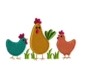 Chickens Three Machine Embroidery Design