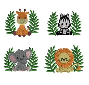 Jungle Animals Machine Embroidery Design Set