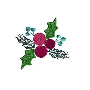 Mini Holly and Berries Machine Embroidery Design